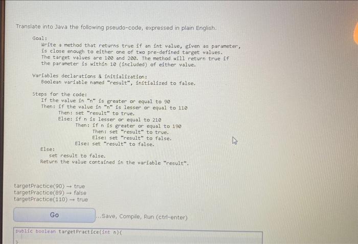 Solved Translate into Java the following pseudo-code, | Chegg.com
