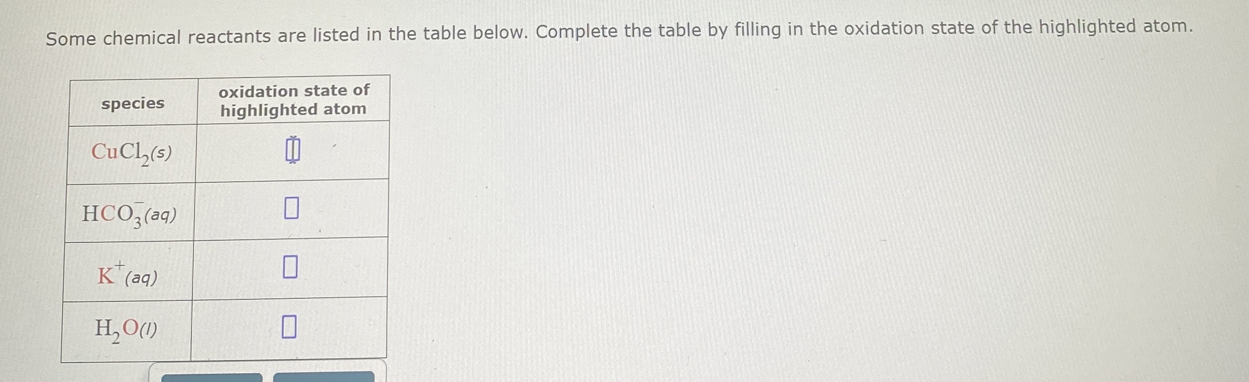 Solved Some chemical reactants are listed in the table | Chegg.com