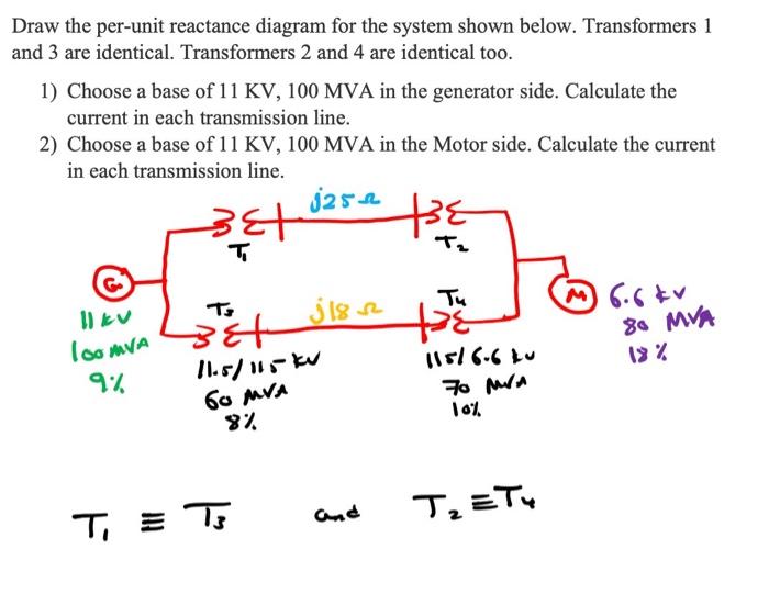 Solved Draw The Per Unit Reactance Diagram For The System