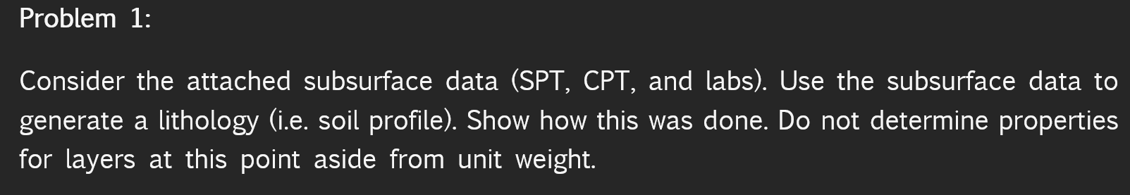 Problem 1:Consider the attached subsurface data (SPT, | Chegg.com