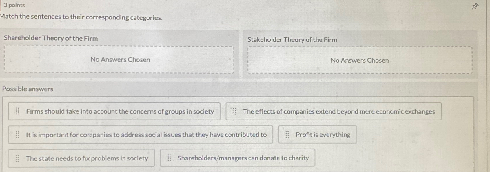 Solved 3 ﻿pointsMatch the sentences to their corresponding | Chegg.com