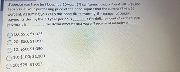 Solved Suppose you have just bought a 10 -year, 5% | Chegg.com