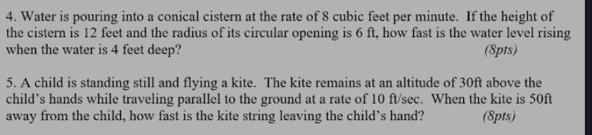 Solved 4. Water is pouring into a conical cistern at the | Chegg.com