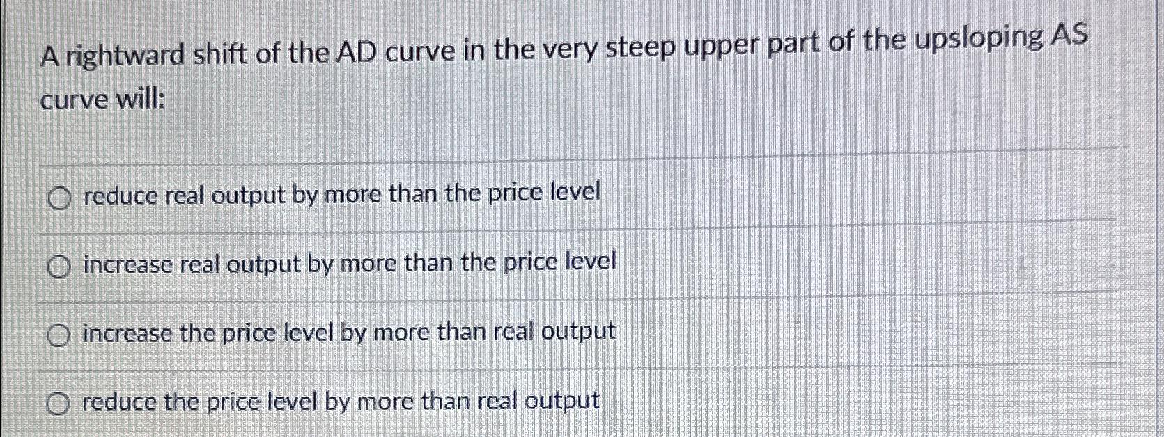 Solved A rightward shift of the AD curve in the very steep | Chegg.com