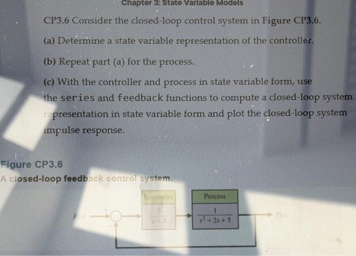 Solved Chapter 3: State Varlable Models CP3.6 Consider the | Chegg.com