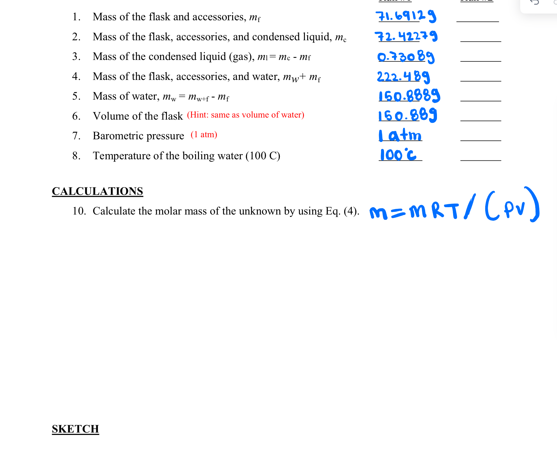 Solved can i get help find the molar mass | Chegg.com