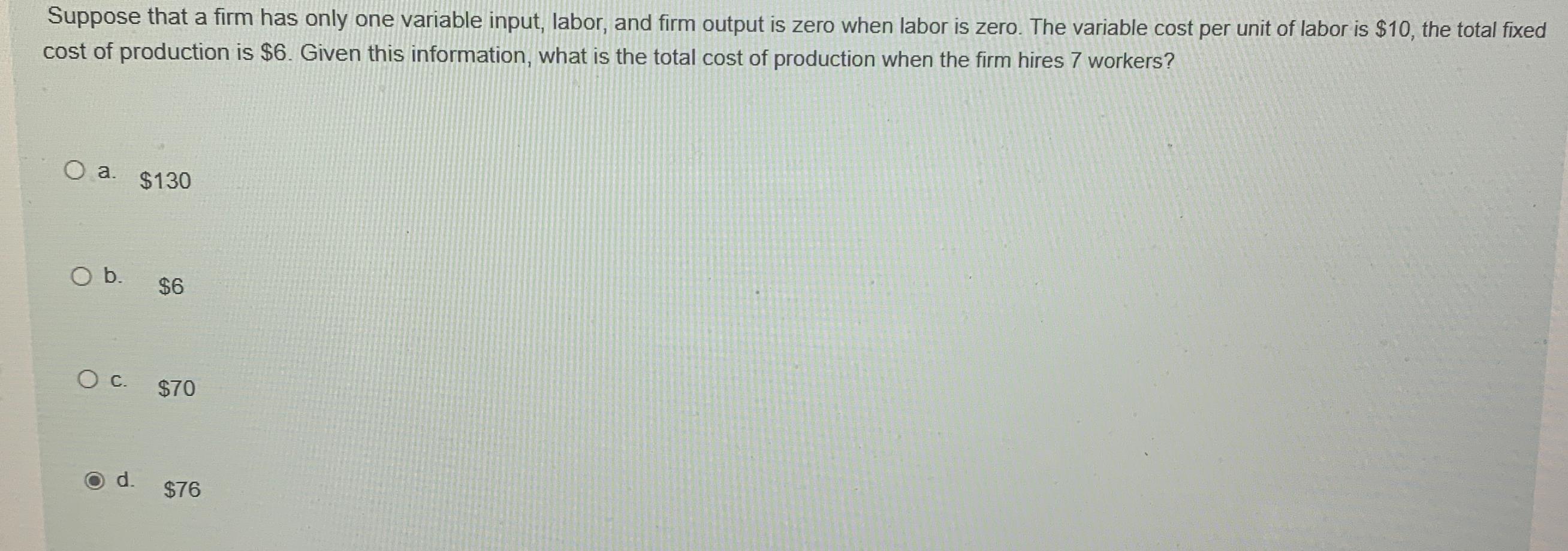 Solved Suppose That A Firm Has Only One Variable Input 6767
