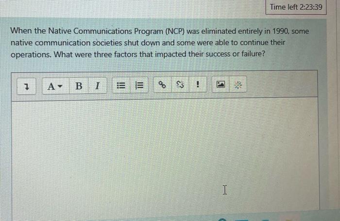 When the Native Communications Program (NCP) was | Chegg.com