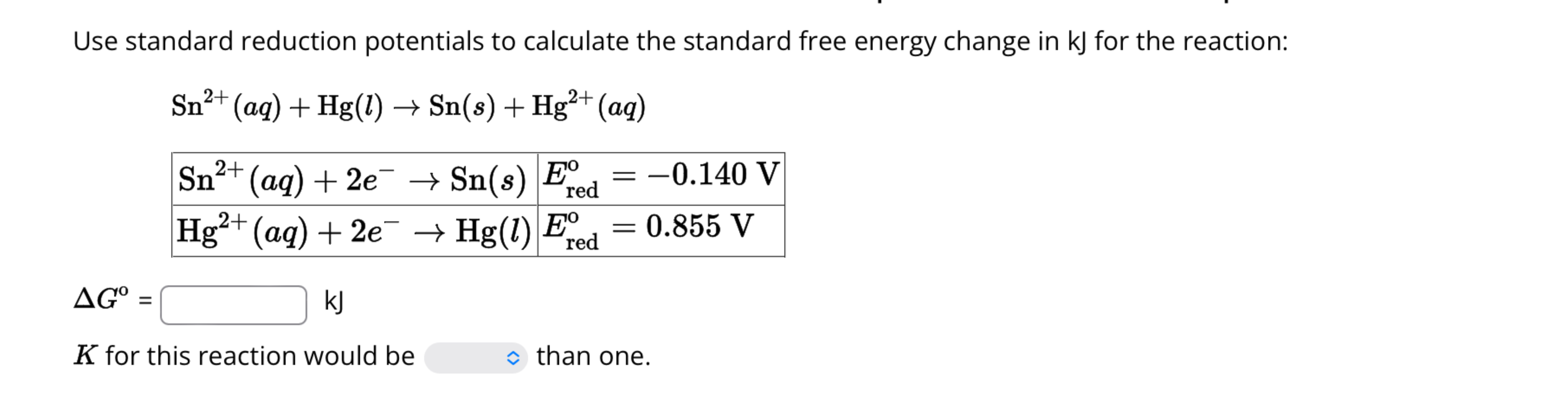 Solved Use Standard Reduction Potentials To Calculate The