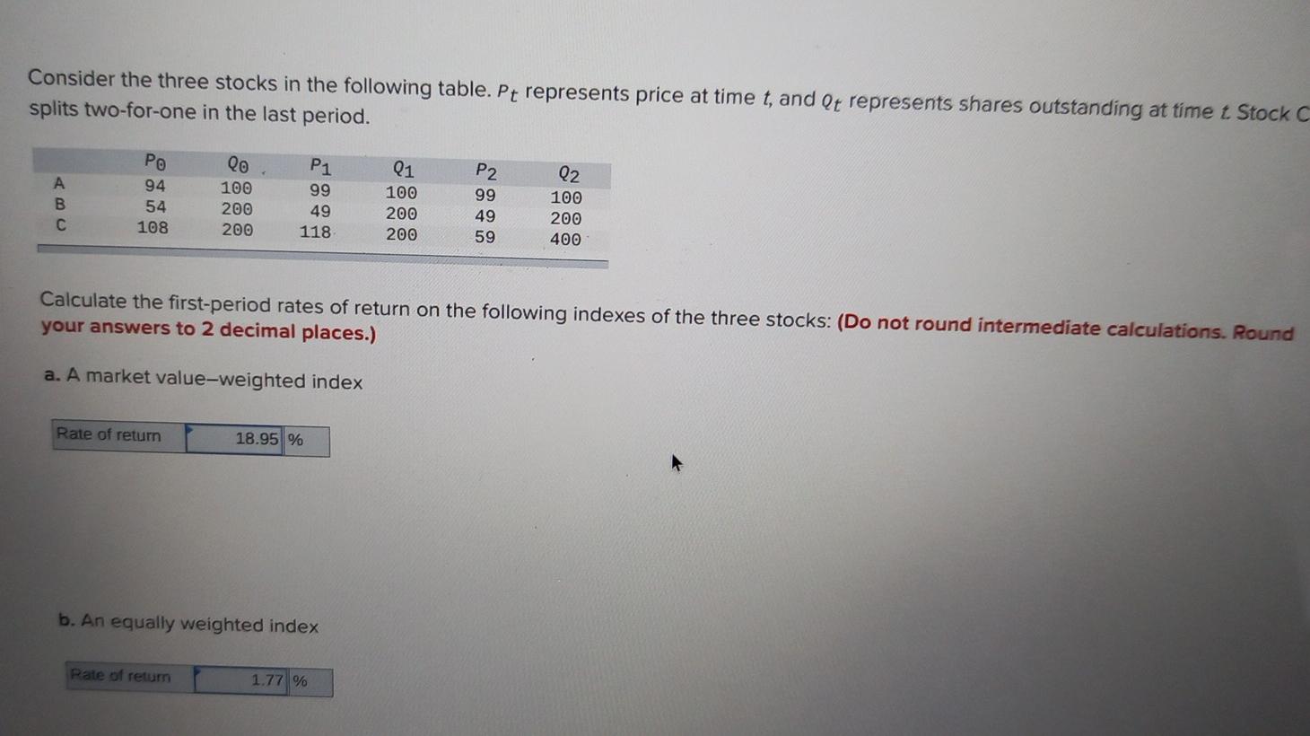 Solved Consider the three stocks in the following table. Pt | Chegg.com