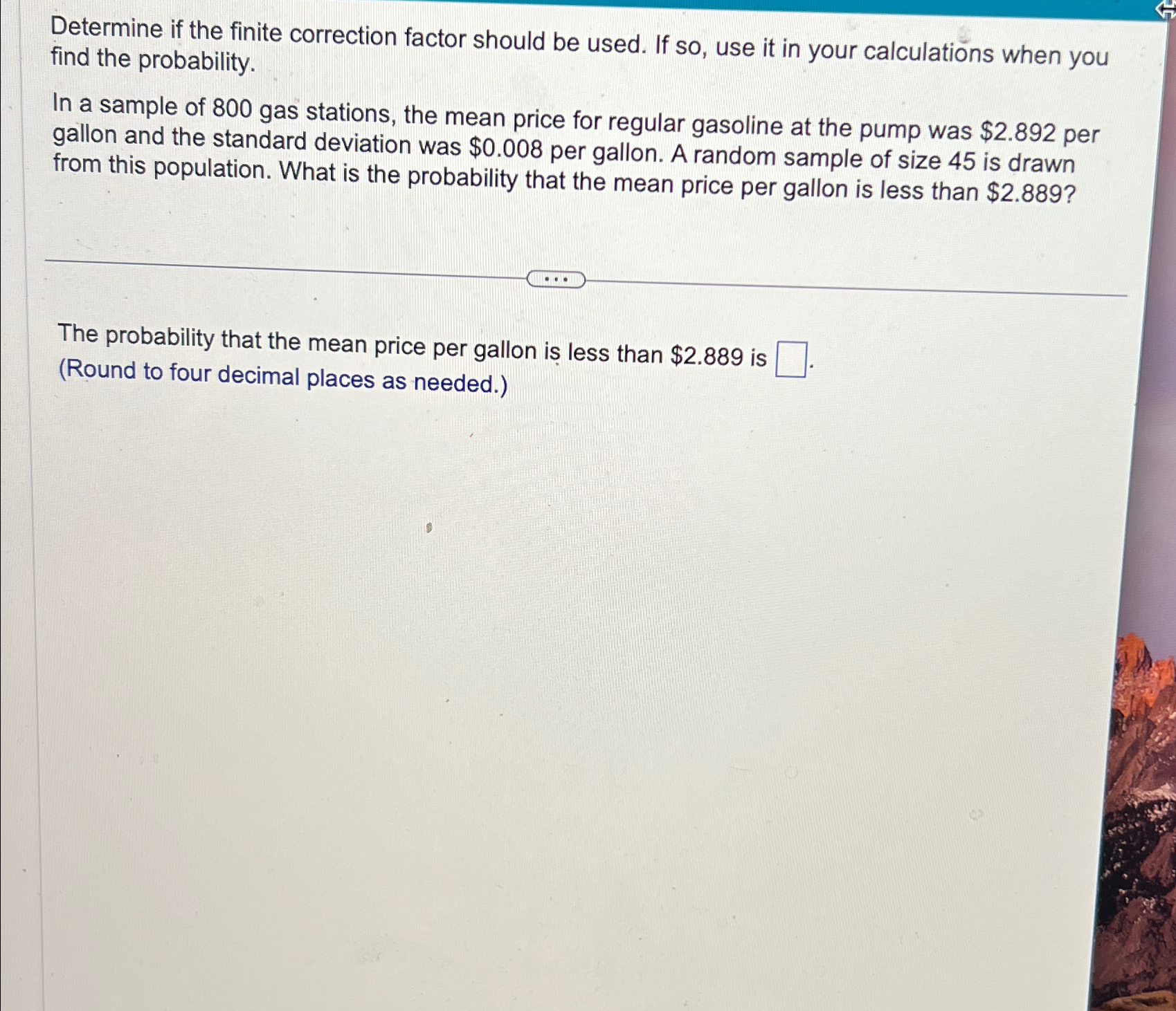 Solved Determine if the finite correction factor should be | Chegg.com