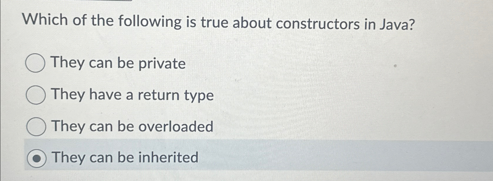 Solved Which of the following is true about constructors in | Chegg.com