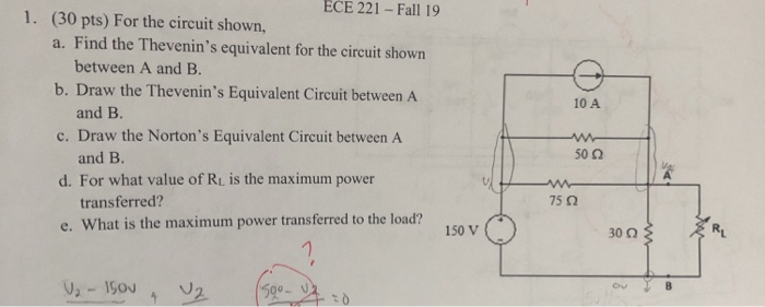 Solved 10 A ECE 221 - Fall 19 1. (30 pts) For the circuit | Chegg.com