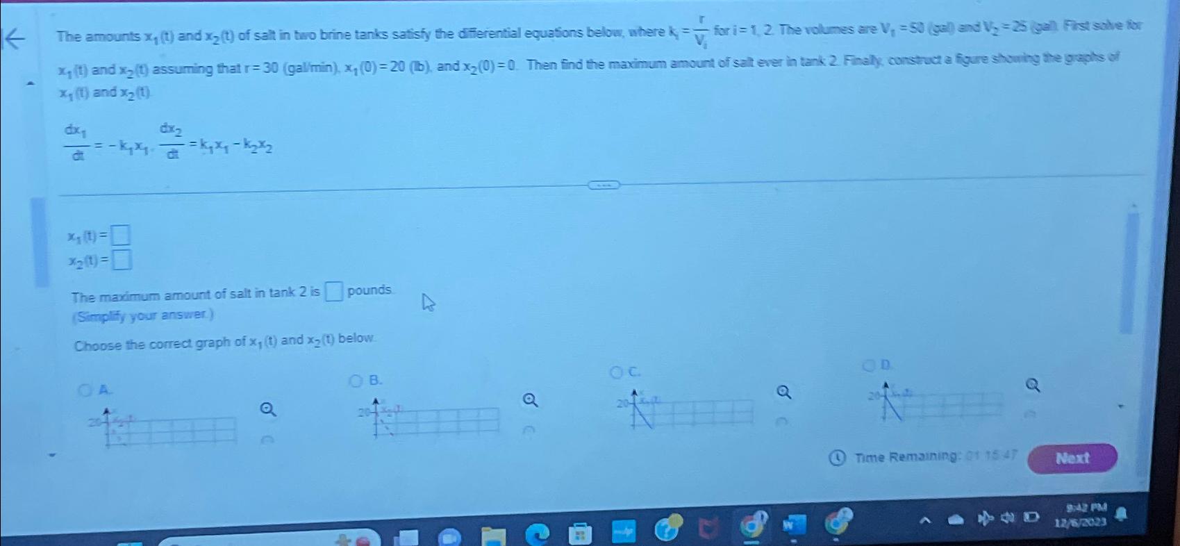 Solved x1(t) ﻿and x2(t) ﻿assuming that | Chegg.com