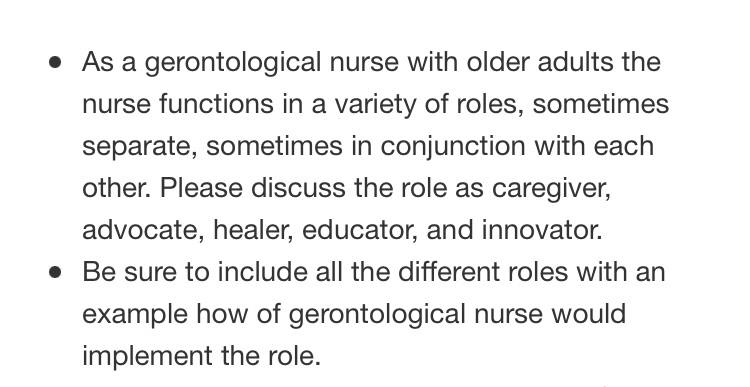 Solved As a gerontological nurse with older adults the nurse | Chegg.com