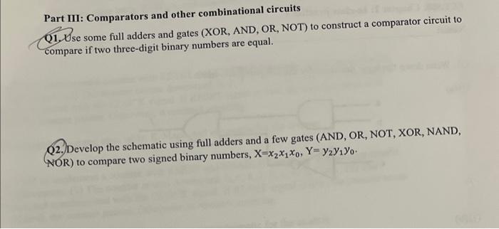 Solved Part III: Comparators and other combinational | Chegg.com