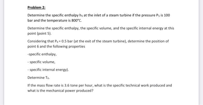 Solved Problem 2: Determine the specific enthalpy h5 at the | Chegg.com