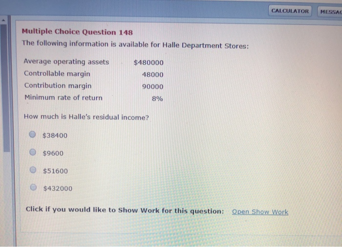 Solved CALCULATOR Multiple Choice Question 148 The following | Chegg.com