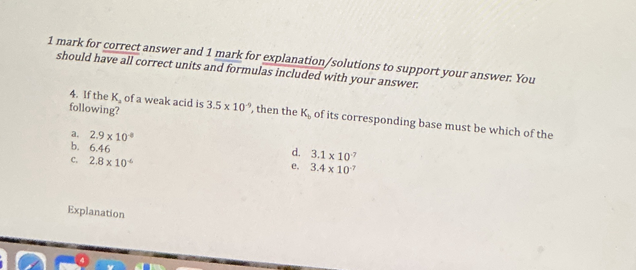 Solved 1 ﻿mark for correct answer and 1 ﻿mark for | Chegg.com