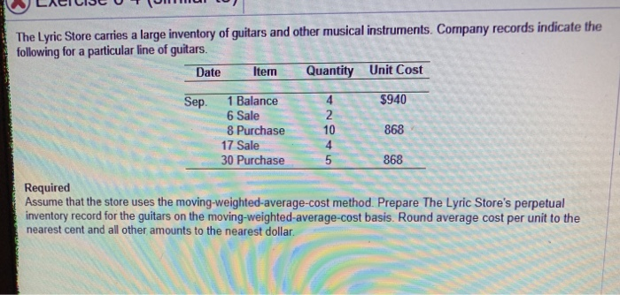 Solved The Lyric Store carries a large inventory of guitars | Chegg.com
