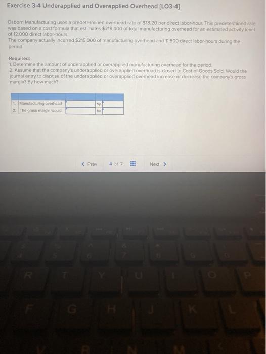 Solved Exercise 3.4 Underapplied and Overapplied Overhead | Chegg.com