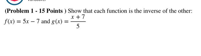Solved (Problem 1-15 Points ) Show that each function is the | Chegg.com