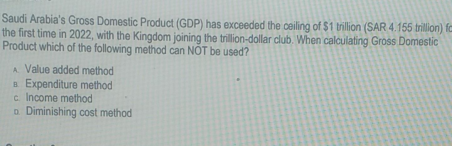 Solved Saudi Arabia's Gross Domestic Product (GDP) has | Chegg.com