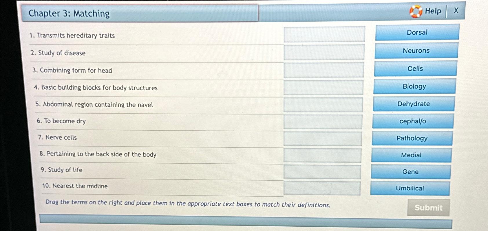 Solved Chapter 3: MatchingTransmits hereditary traitsStudy | Chegg.com