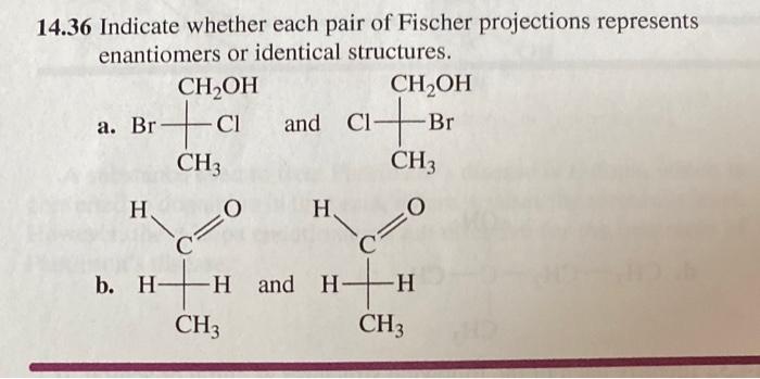 Solved 14.36 Indicate whether each pair of Fischer | Chegg.com