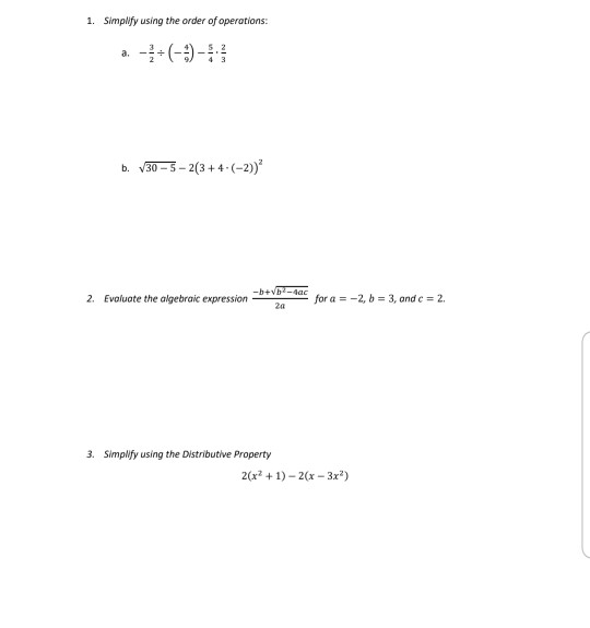 Solved 1. Simplify using the order of operations: b. V30 - 5 | Chegg.com