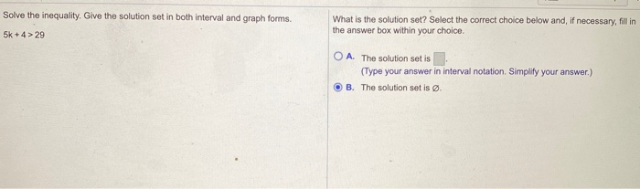 Solved Solve the inequality. Give the solution set in both | Chegg.com
