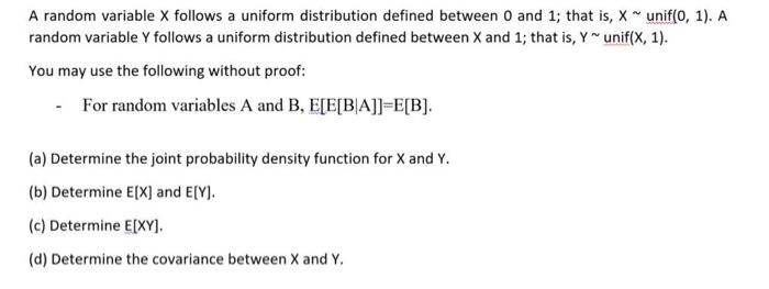 Solved A random variable X follows a uniform distribution | Chegg.com