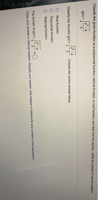 Solved Classify The Given Function As A Polynomial Function 5143