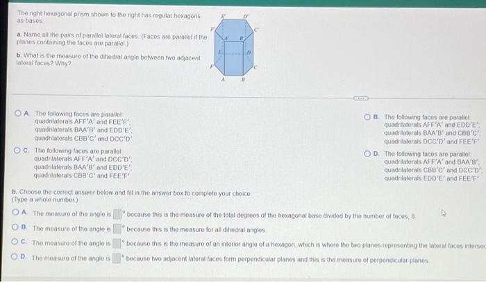 Solved The right hexagonal prism shown to the right has | Chegg.com