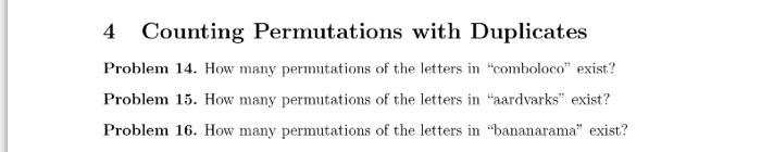 Solved 4 Counting Permutations with Duplicates Problem 14. | Chegg.com
