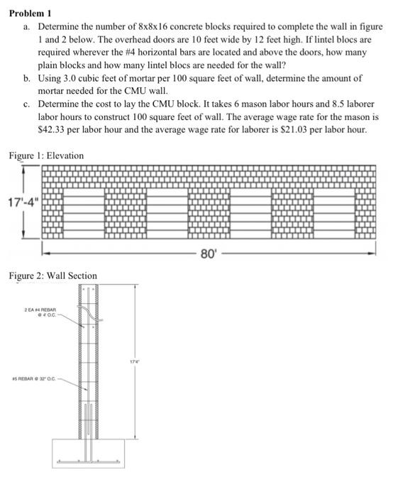 Solved Problem 1 a. Determine the number of 8x8x16 concrete | Chegg.com