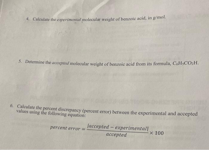 Solved 4. Calculate the experimental molecular weight of | Chegg.com