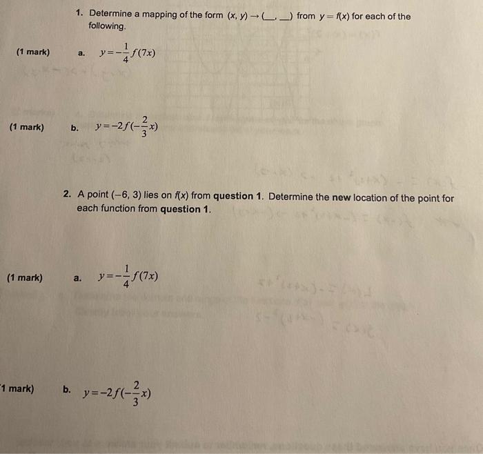 Solved 1. Determine a mapping of the form (x,y)→L, from | Chegg.com