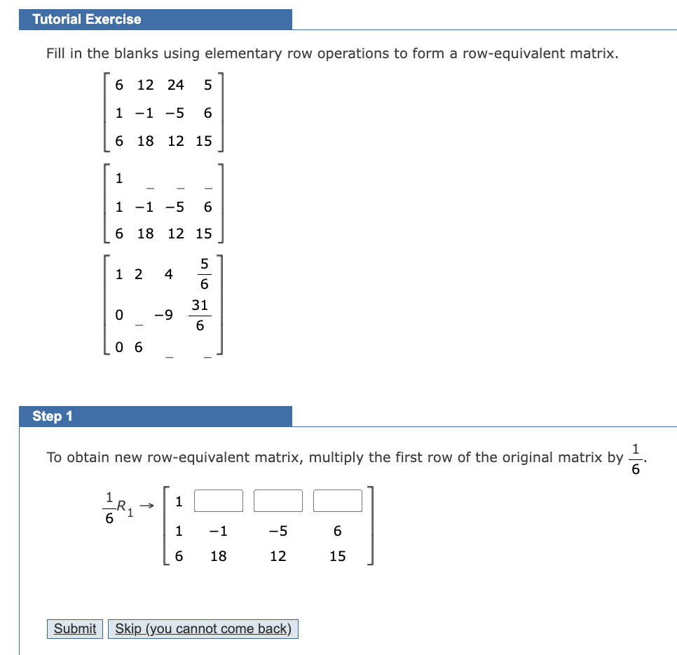 Solved Tutorial ExerciseFill in the blanks using elementary | Chegg.com