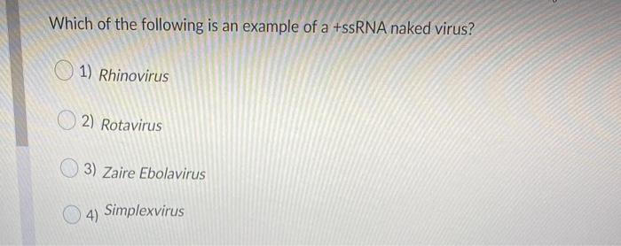 Solved Which of the following is an example of a +ssRNA | Chegg.com