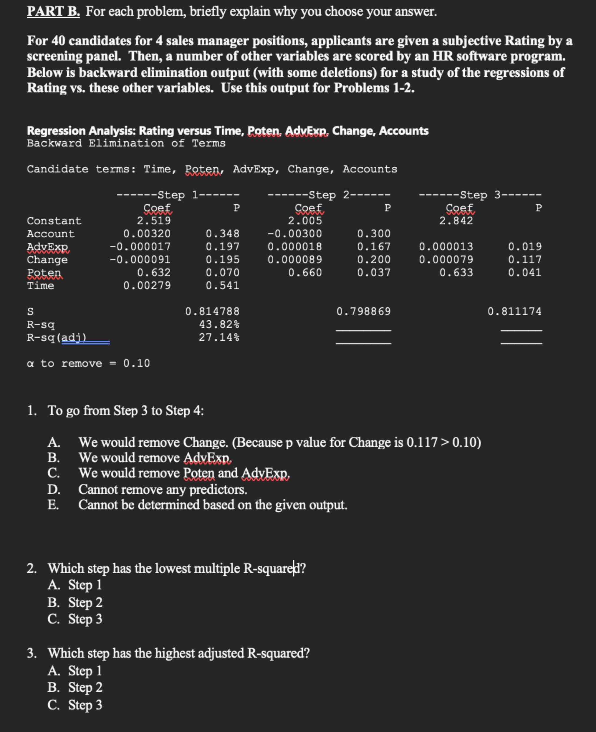 Solved . ﻿ For each problem, briefly explain why you choose | Chegg.com