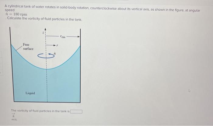 Solved A cylindrical tank of water rotates in solid-body | Chegg.com
