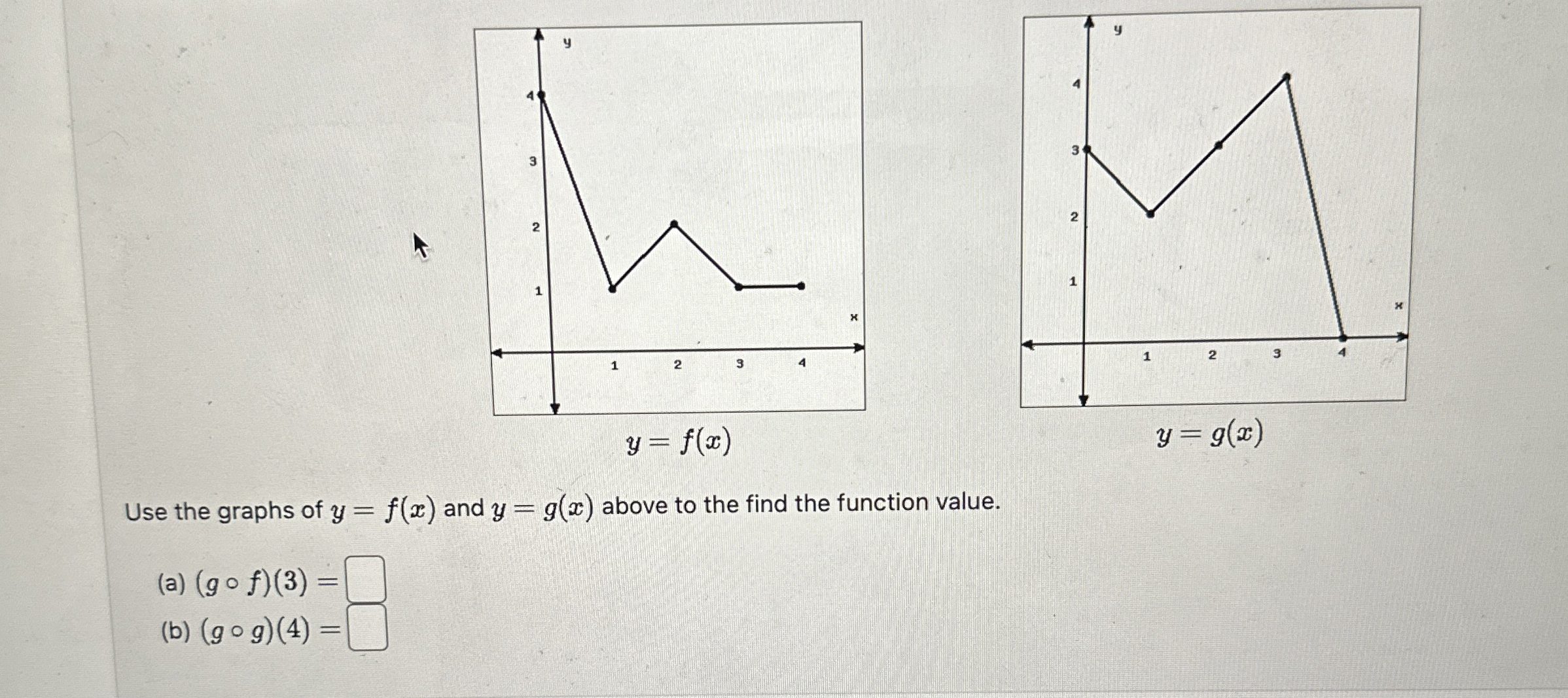 Solved Use the graphs of y=f(x) ﻿and y=g(x) ﻿above to the | Chegg.com