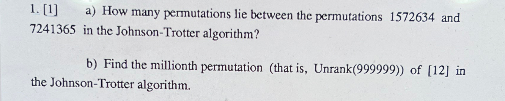 [1]a) ﻿How many permutations lie between the | Chegg.com