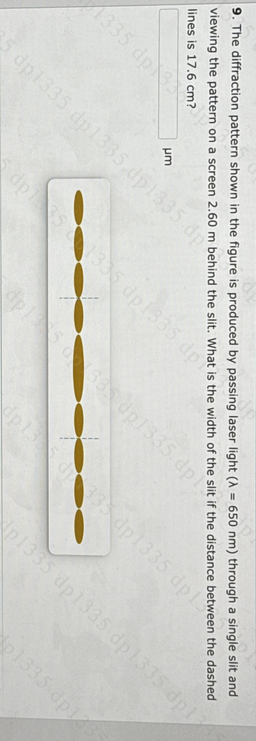 Solved The diffraction pattern shown in the figure is | Chegg.com