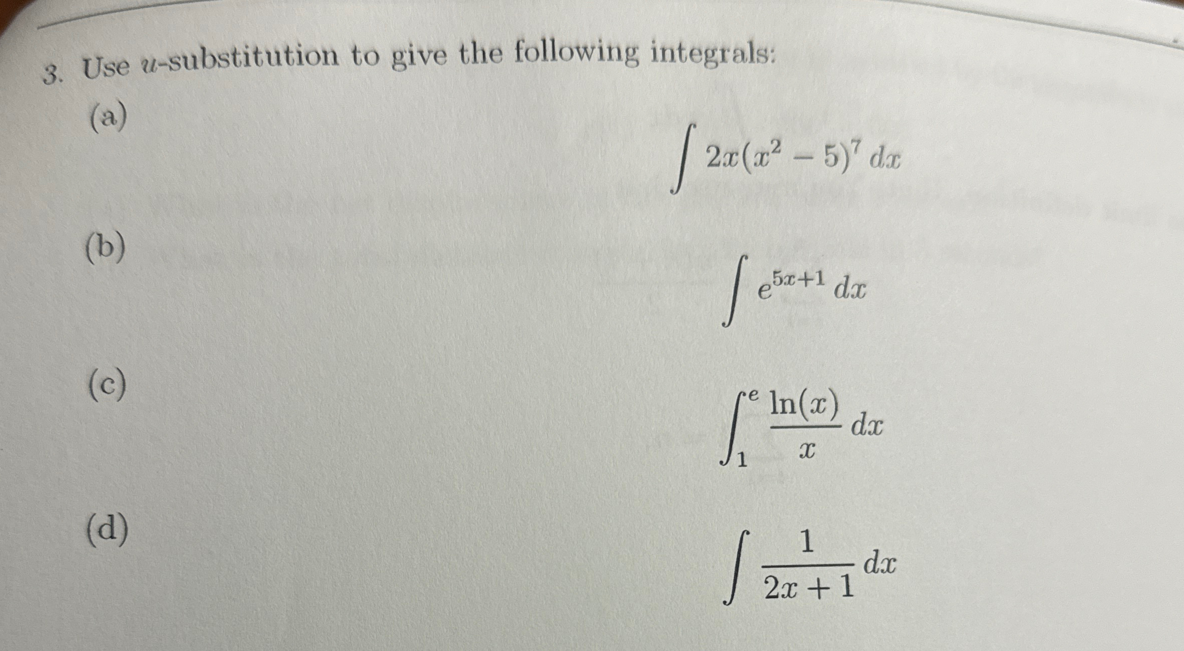 Solved Use u-substitution to give the following | Chegg.com
