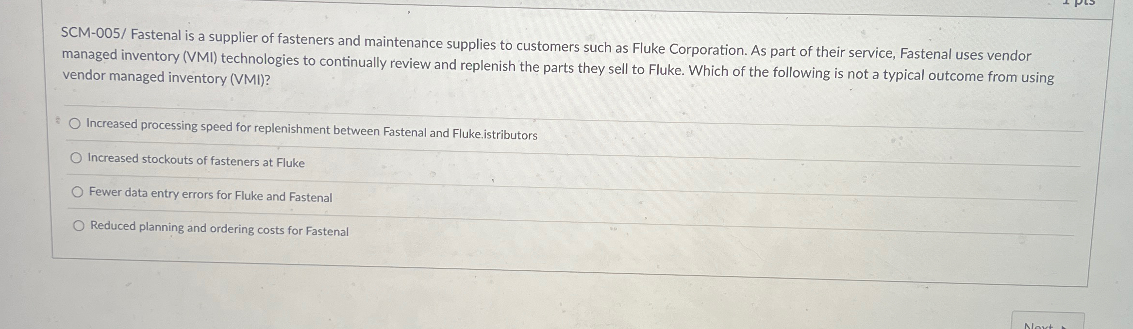 Solved SCM-005/ ﻿Fastenal is a supplier of fasteners and | Chegg.com