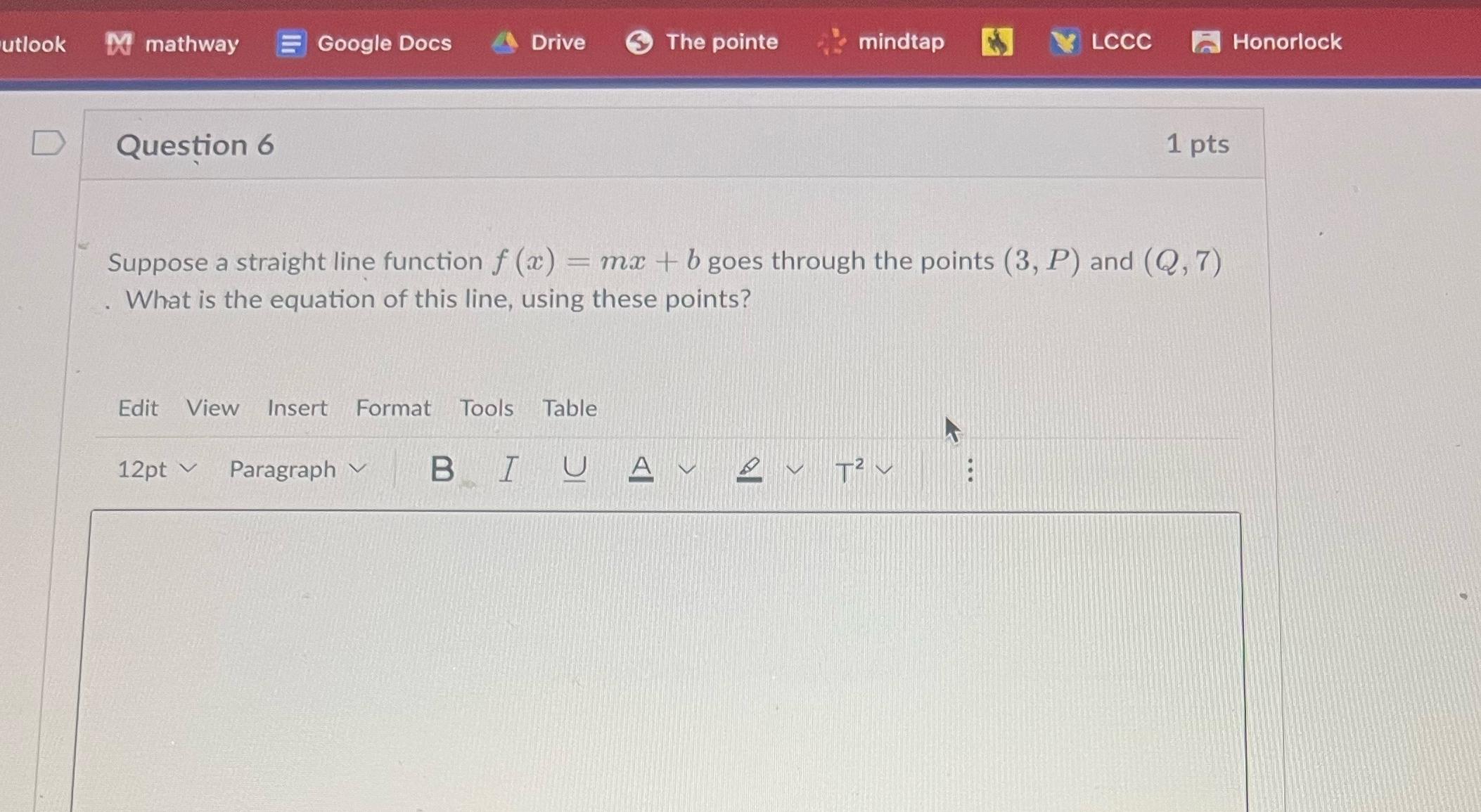 Solved Question 61 ﻿ptsSuppose a straight line function | Chegg.com