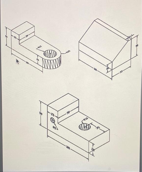 Solved - Using 30 modeling commands. Draw the following 3D | Chegg.com