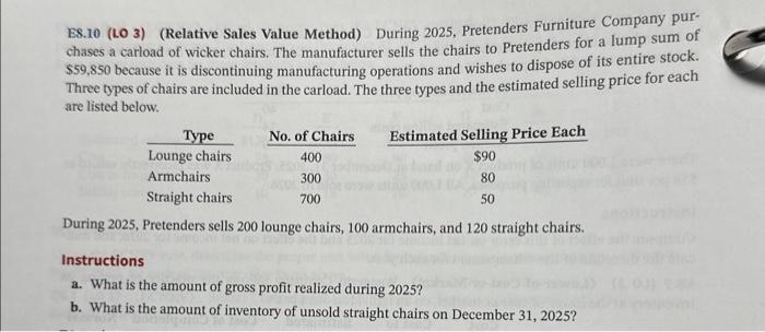 Solved E8.10 (L.O 3) (Relative Sales Value Method) During | Chegg.com